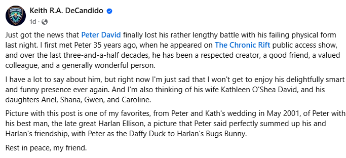 OBITUARY: Remembering Peter David – Trek Central